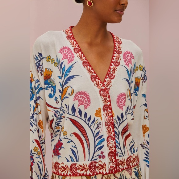 FARM Rio | Sweaters | Farm Rio Cream Romantic Lightness Knit Cardigan ...